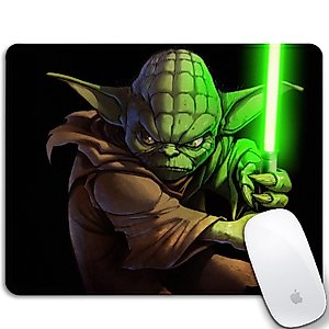 olciunix YoDa Mouse Pad with Stitched Edges Personalized Design Computer Laptop Gaming Mousepad Non-Slip Washable Rubber Desk Mat 12 x 10 inch