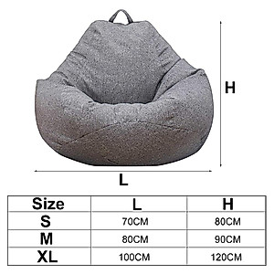 Bean Bag Chair Sofa Cover(No Filler),Comfortable Outdoor Lazy Seat Bag,Couch Cover without Filler for Adults Kids,Soft Tatami Chairs Covers Suitable for Home Garden Living Room (grey, Medium)