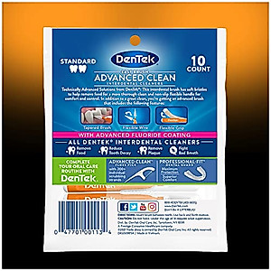 DenTek Solar Powered Easy Brush Advanced Clean Interdental Cleaners, Standard, 10 Count (Package May Vary)