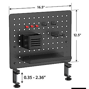 G-PACK PRO Clamp-on Desk Pegboard, Standing Desk Accessories for Office, Gaming Desk Organizer, Privacy Panel for Desk, Work Desk Organizer, 16.5 x 12.5-inch, S1 Black