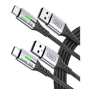 USB C Cable, [2 Pack 6.6+6.6ft ] QC 3.0 Fast Charging USB Type C Cable, INIU 3.1A Nylon Braided Phone Charger USB-C Cord Charge for Samsung Galaxy S22 S21 S20 S10 Plus Note 10 LG Google Pixel iPad etc
