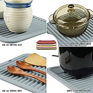 Smithcraft Silicone Trivets for Hot Dishes, Pots and Pans, Hot Pad 9"X12for Kitchen, Multi-Purpose Silicone Trivet Mat, Heat Resistant Mat for Quartz Counter & Table, Silicone Pot Holders Set 2 Purple