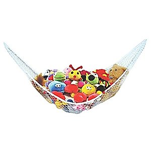 Enovoe Stuffed Animal Toy Hammock - Hanging Storage Net - Toy Organizer for Clean, Organized and Orderly Room - Comes with an E-Book - Durable and Easy to Install - Nylon and Polyester (White)