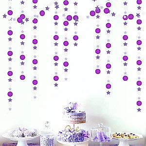 Lavender-White Glitter Purple Party-Decorations Paper-Garland - 4pcs Birthday Twinkle Little Star Hanging Streamers Banner,Graduation Baby Shower Bridal Wedding Engagement Ceiling Backdrop Decor