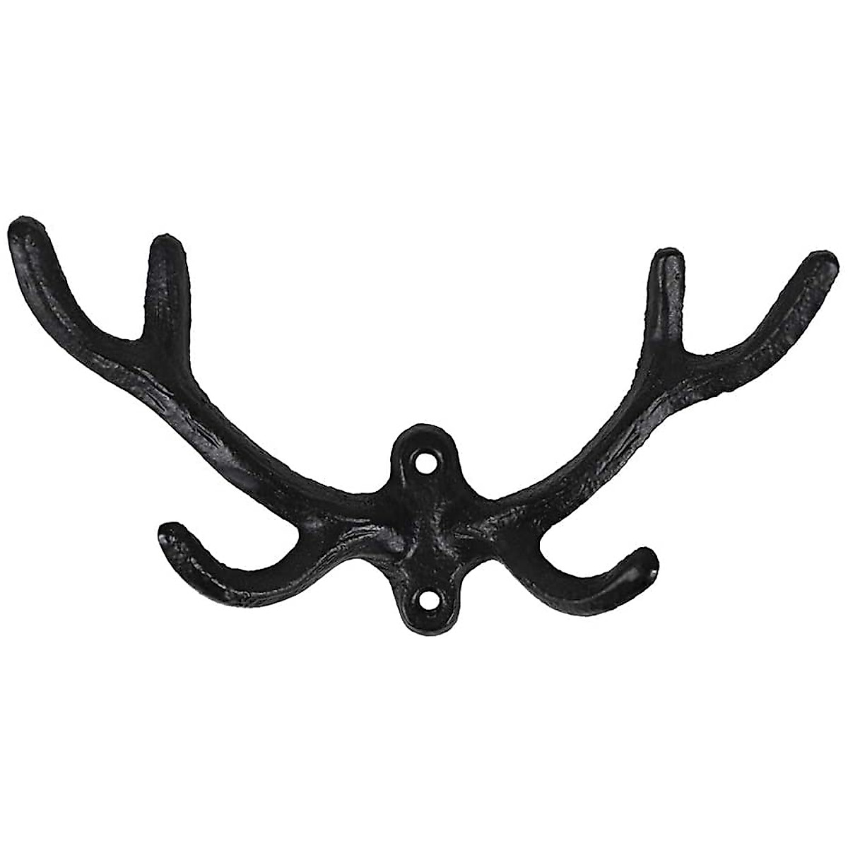 30GO 2 Pack Durable Deer Antler Wall Hooks | Versatile Antler Decorative Hanger w/Screws | Multi-Purpose Rustic Farmhouse Style Home Decor for Coats, Hats, Scarves, Keys (2, Black)