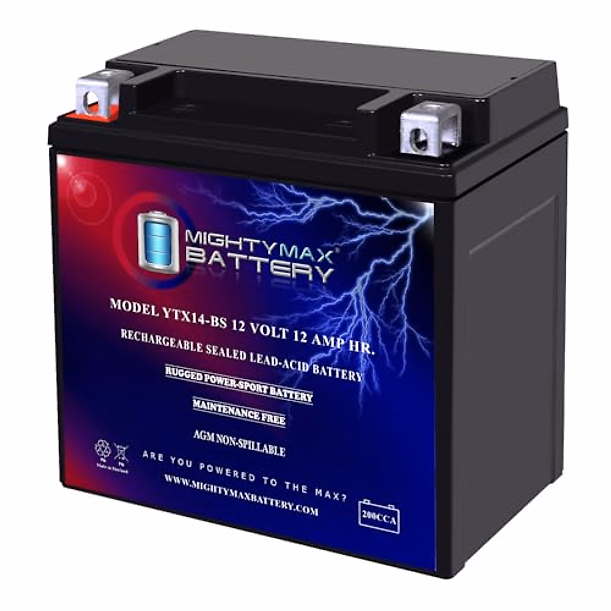 Mighty Max Battery YTX14-BS Battery for Honda 420 TRX420 Fourtrax Rancher 2x4 2016