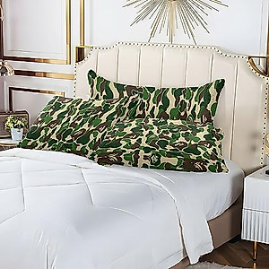 Camouflage Green Pillow Cases Standard Size Breathable Skin-Friendly Velvet Pillow Covers Soft Cozy Pillowcase for Bedroom Sofa Couch Home Decoration