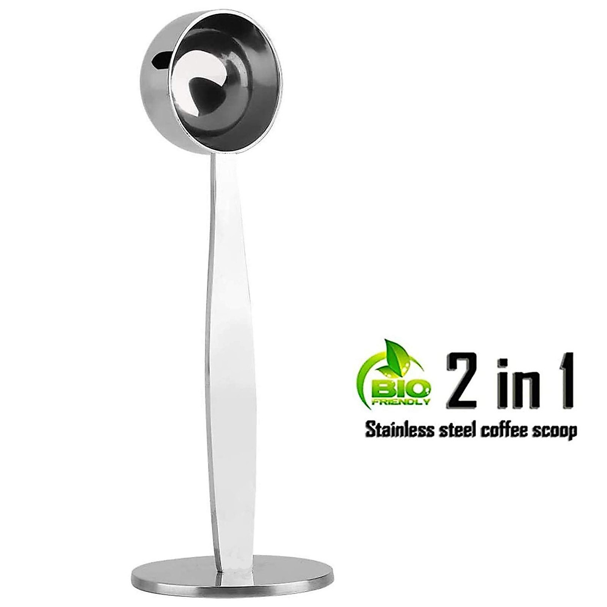 Espresso Scoop with Tamper 2 In 1 Stainless Steel Coffee Scoop Tamping Dual-Purpose Coffee Spoon Powder Hammer Tamper Multi Function Spoon Holder Coffee Tools for Measuring and Tamping