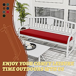 Focuprodu Bench Cushion.36x14 Inch Spill-Resistant Bench Cushion is Suitable for Patio Benches, Patio Sofas, Garden Benches. Comes with 2 Tie Straps for Easy Removal for Cleaning. (36x14x2.5, Red)