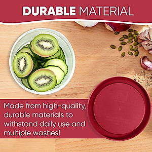 Replacement Lids for Pyrex Containers Round Glass Food Plastic (2) 2-Cup (2) 4-Cup (2) 7-Cup (Red)