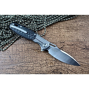 TWO SUN Pocket Knives M390 Blade Titanium Carbon Fiber Handle for Tactical Hunting Gift TS162