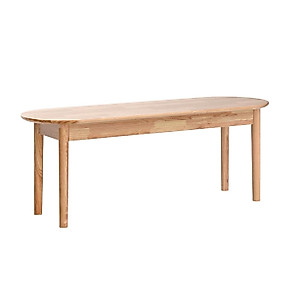 Livinia Aslan 47" Malaysian Oak Round Wooden Dining Bench/Solid Wood Bedroom Entry Way Kitchen Corridor Bench (Natural Oak)