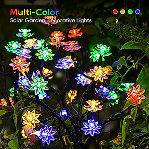 KOOPER Solar Garden Lights, 6 Pack Solar Lights Outdoor Waterproof, Multi-Color Solar Outdoor Lights Solar Flower Lights for Yard, Patio, Pathway Decoration, Double Layer Flower & Bigger Solar Panel