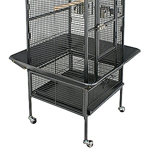 ZENY 61-inch Playtop Parrot Bird Cages, Wrought Iron Large Birdcage with Rolling Stand for Parakeet Cockatiels Quaker Conure Lovebird Finch Canary Small Medium Parrot Cage Birdcage, Black