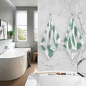 ALAZA Hand Drawn Palm Tree Leaves Hand Towels for Bathroom 1OO% Cotton 2 pcs Face Towel 16 x 28 inch, Absorbent Soft & Skin-Friendly