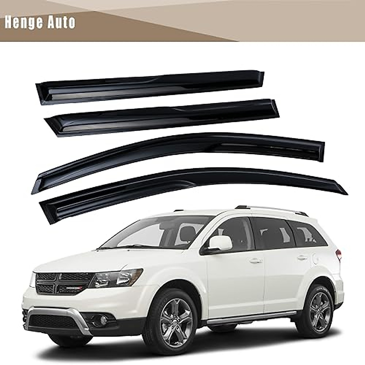 Window Visors Rain Guards Compatible with 2008-2017 Dodge Journey Tape-On 4PCS