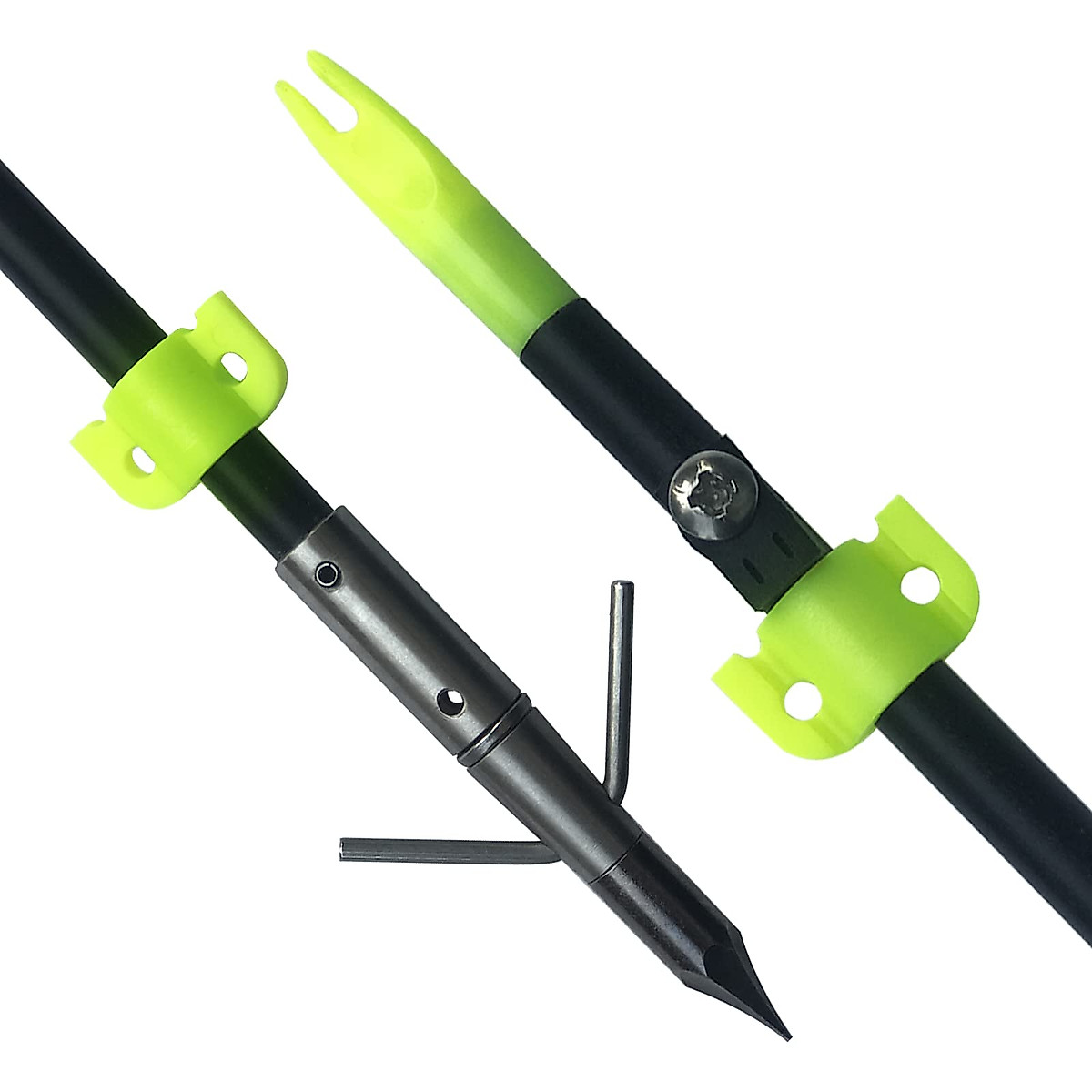 e5e10 Archery Bowfishing Arrows Hunting 34inch Solid Fiberglass Arrows with Broadhead for Compound Bow and Recurve Bow 6pcs (Black)