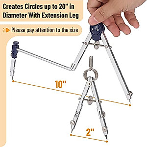 Mr. Pen- Professional Geometry Set Metal Compass, 7 pcs, Geometry Precision Tool Set with Shatterproof Storage Box, Drafting Tools & Drafting Kits, Circle Drawing Tools for Engineers Students