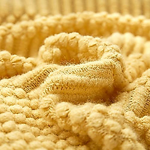 FSLEAD Mustard Throw Blanket for Couch 50 x 60 inches - Knit Woven Summer Blankets, Cozy Lightweight Decorative Throw for Sofa, Bed and Living Room - All Seasons Suitable for Women, Men and Kids