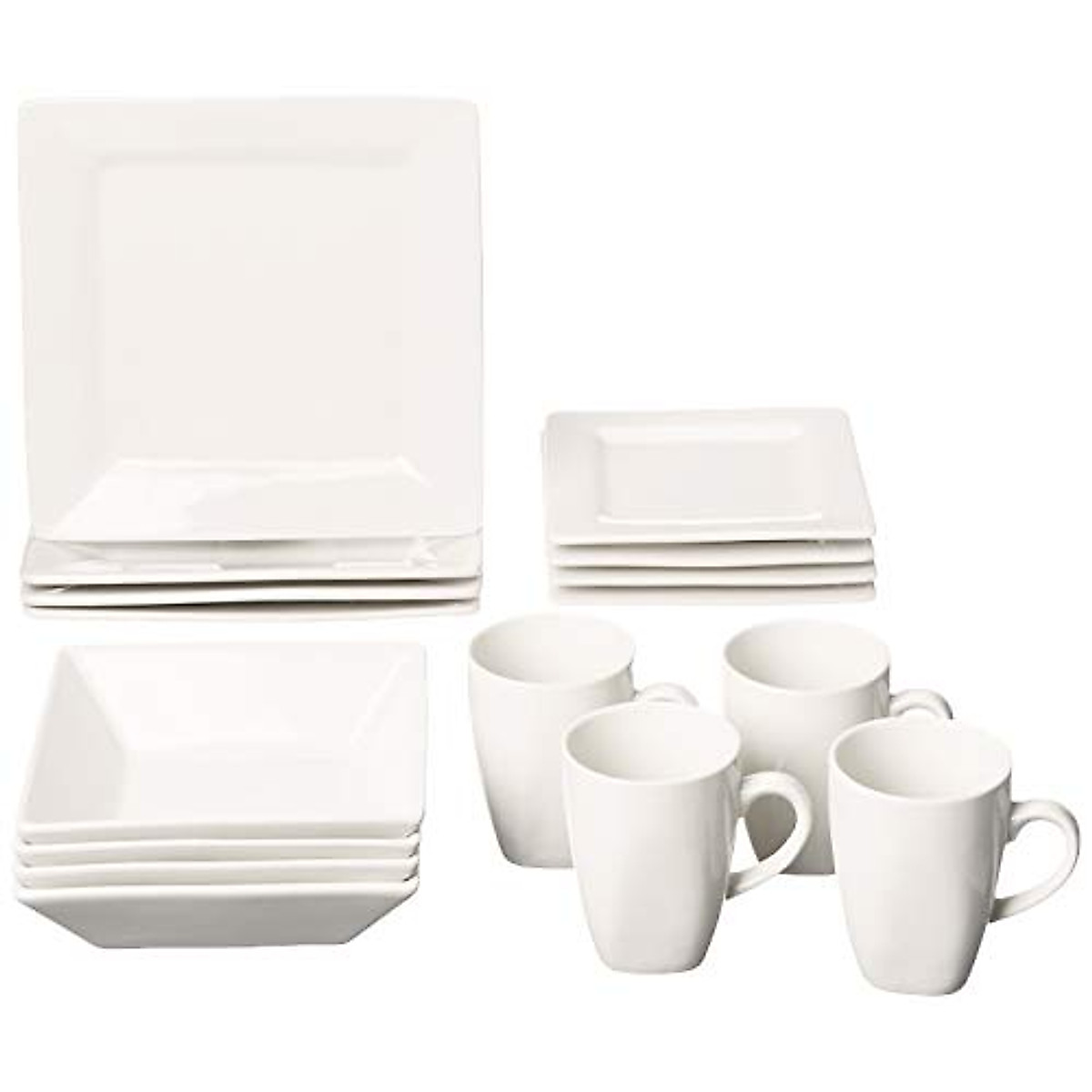 10 Strawberry Street Nova Square 16 pc Dinnerware Set, Cream White