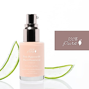 100% PURE Water Foundation Full Coverage Hydrating Makeup, Light Dewy Finish, Moisturizing Concealer for Normal to Dry Skin, Fruit Pigment Color Warm 3.0 w/Yellow Undertones for Light Skin - 1 Fl Oz