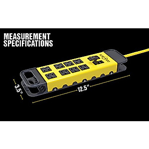 Yellow Jacket 5148 Modern 8-Outlet Metal Power Block with 2 USB Ports; Yellow