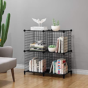 HOMIDEC Wire Cube Storage, Storage Shelves 4 Cube Bookshelf Bookcase Closet Organizer and Storage, Wire Storage Shelves Multi-Use DIY Storage Cube Shelf for Books, Toys, Clothes, Tools