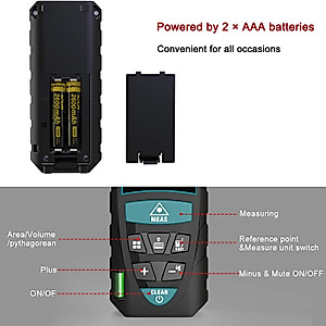 Laser Measure, RockSeed 165 Feet Digital Laser Distance Meter with 2 Bubble Levels,M/in/Ft Unit Switching Backlit LCD and Pythagorean Mode, Measure Distance, Area and Volume (165 Feet)