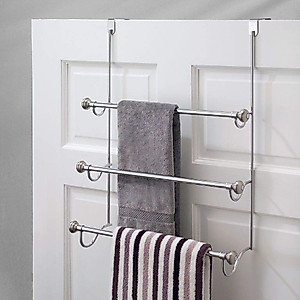 iDesign Over the Door Towel Rack, The York Collection, 1.5” x 7” x 22.8”, Brushed Nickel
