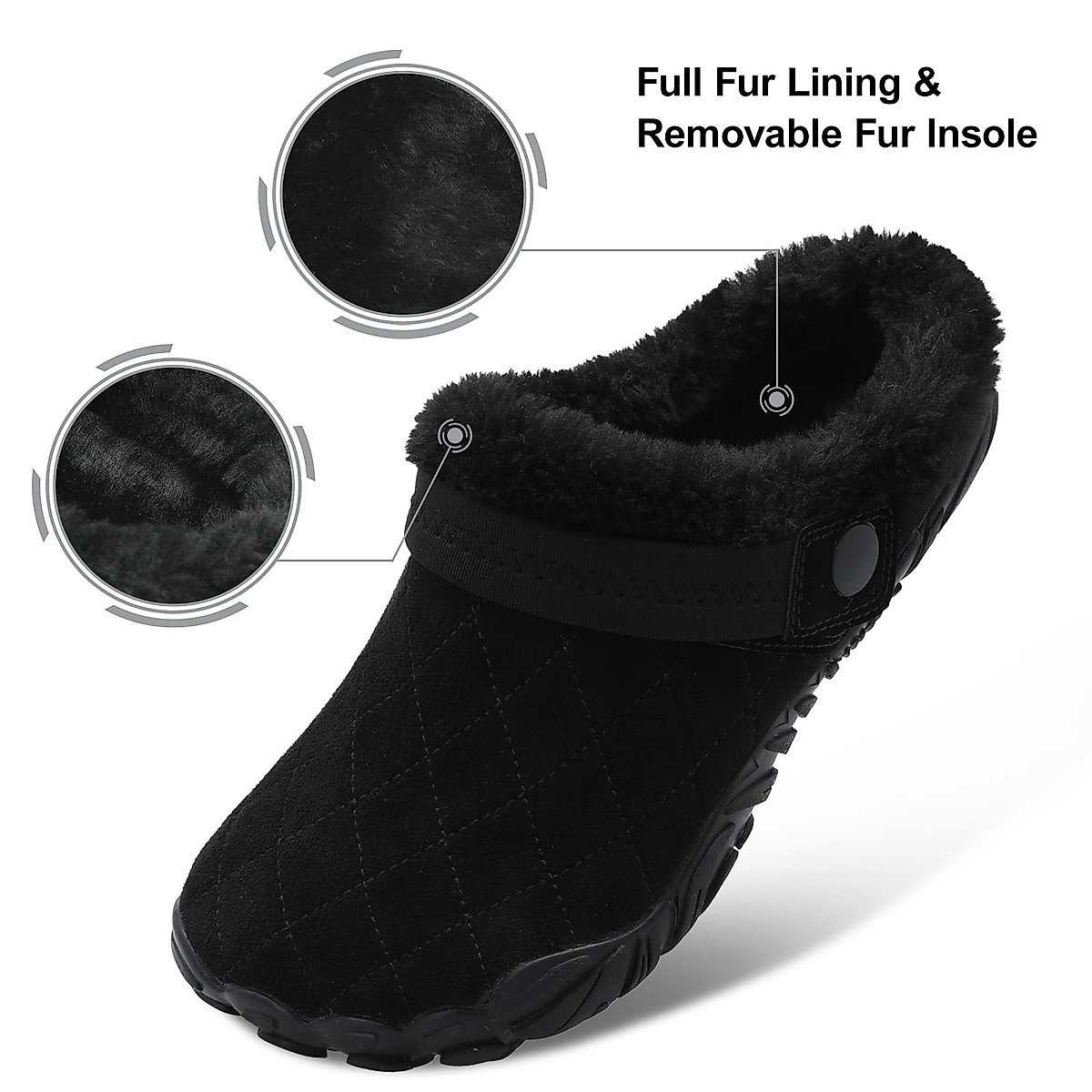 Besroad Soft Plush Lightweight House Fuzzy Slides Slippers for Women Fur Home Outdoor Shoes New All Black 7.5 Women/6 Men