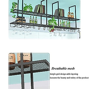 JHHL Ceiling Shelf Hanging, for Storage Wine Glass Bottle，Wall Mounted Storage Shelves, Book Shelf Organizer Display Rack for Bedroom/Bathroom/Living Room/Kitchen