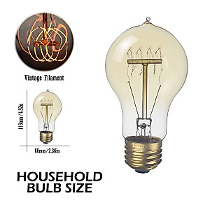 Jslinter 6-Pack Edison Light Bulb 60 Watt, Dimmable A19 Antique Vintage Old Fashioned E26 Incandescent Light Bulbs, Amber Warm White