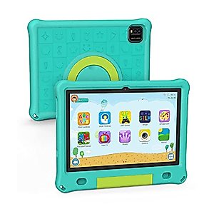 10 Inch Kids Tablet, Android 12 Tablets for Kids, Toddler Tablet with 3GB RAM 64GB ROM, Dual Camera 1280x800 HD IPS Touchscreen 6000mAh Pre-Installed Parental Control Kid-Proof Case (Blue-Green)