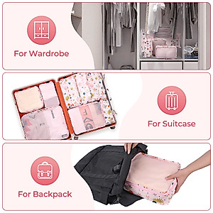 8 Piece Packing Cubes Set, Lychii Travel Luggage Packing Organizers - Floral Printed