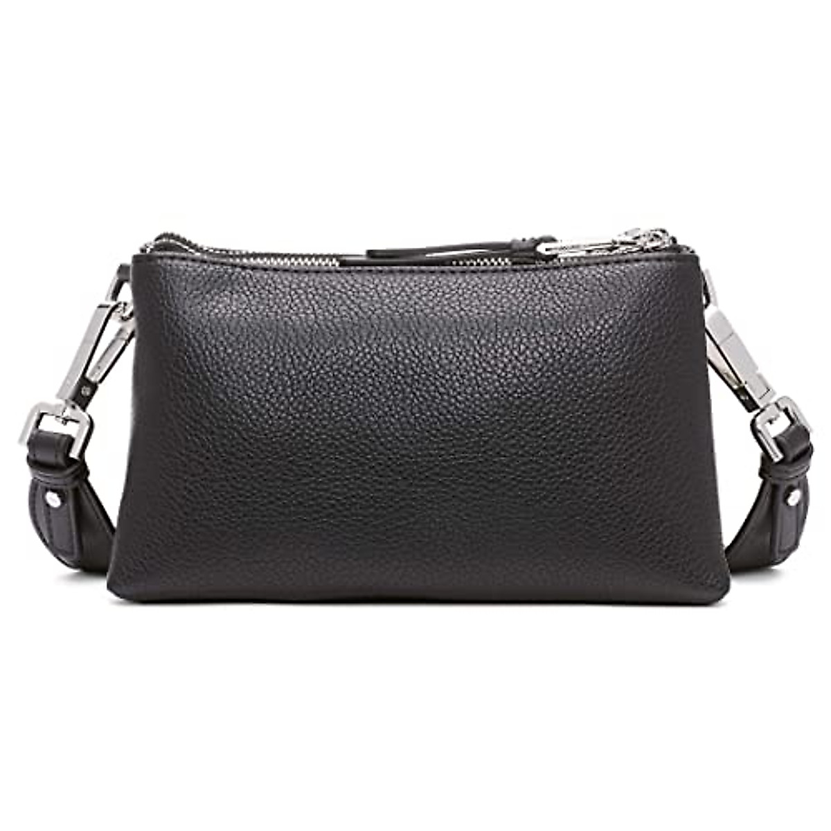 Calvin Klein Chrome Organizational 2 in 1 Top Zip Crossbody, Black/Silver