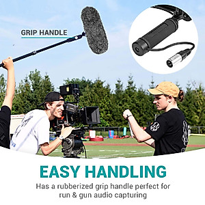 Movo BWS1000 Blimp Wind & Vibration Protection System for Shotgun Microphones - Features 12-point Internal Shockmount, Integrated XLR Cable, Furry Deadcat Windscreen & Grip Handle with Boom Attachment