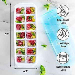 Joined Ice Cube Tray for Freezer (Set of 2) - Ice Tray with Lid Ice Cube Trays for Freezer with Lid - Ice Trays for Freezer with Lid - Ice Cube Tray with Lid Ice Maker for Freezer Ice Cube Mold
