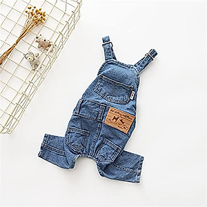 EFEMIR Dog Denim Jumpsuit Costumes Cat Pet Jean Overalls Clothes Fashion Comfortable Blue Pants Clothing for Small Medium Dogs Cats Boy Girl,XXL
