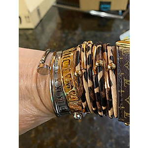 POMINA Roman Numeral Cuff Bangle Bracelet for Women Fashion Gold Flat Thin Open Cuff Bracelet for Teen, Flexible (Roman- Gold)