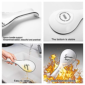 NJCharms Ceramic Spoon Rest for Stove Top, Porcelain Spoon Holder, Large Utensil Rest for Kitchen Counter, Spoon Rest for Spoon, Ladle, Spatula, Modern Farmhouse Kitchen Decor, 1 Pc