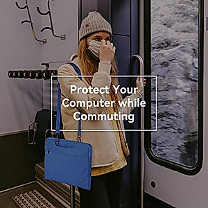 Voova Laptop Bag 17 17.3 Inch Waterproof Laptop Sleeve Case with Shoulder Straps & Handle, Computer Case Cover Slim Briefcase Compatible with 17-18” Hp Dell Asus Acer, Light Blue