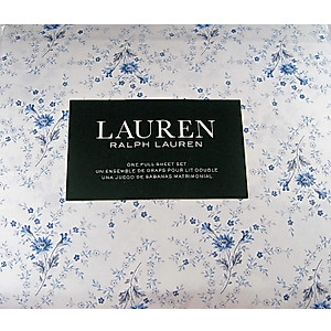 Lauren Ralph Lauren Full Size Cottage Floral Sheet Set Cotton Blue and White