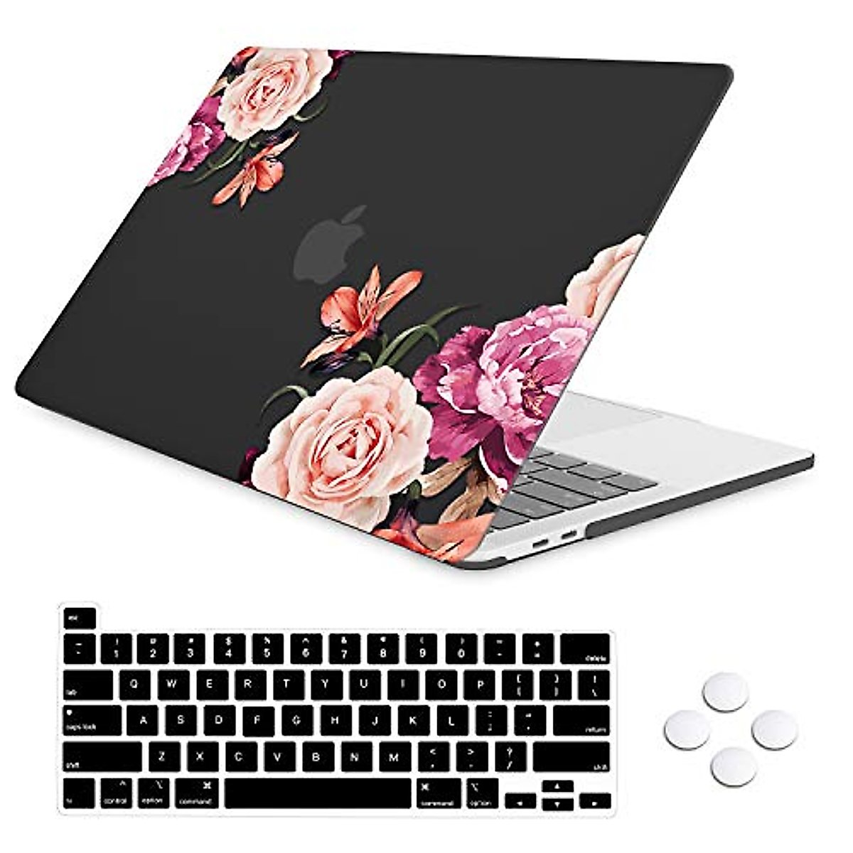 iLeadon MacBook Pro 13 inch Case 2020 Release Model A2338 M1/A2251/A2289, Plastic Hard Shell Case with Keyboard Cover Only Compatible 2020 New MacBook Pro 13 with Touch Bar Fits Touch ID, Peony Flower