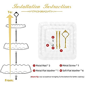 DAFURIET Dessert Cupcake Stand, 3 Tier Cup Cake Holder Tower for Tea Party/Birthday/Weeding, Plastic Tiered Serving Tray with Metal Rod (White)