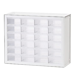 IRIS USA 24 Drawer Stackable Storage Cabinet for Hardware Crafts and Toys, 19.5-Inch W x 7-Inch D x 15.5-Inch H, White - Small Brick Organizer Utility Chest, Scrapbook Art Hobby Multiple Compartment