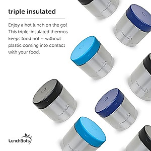 LunchBots 16oz Thermos Stainless Steel Wide Mouth - Insulated Thermos With Vented Lid - Keeps Food Hot or Cold for Hours - Leak-Proof Portable Thermal Food Jar is Ideal for Soup - 16 ounce - Aqua
