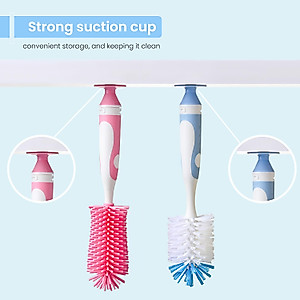 5-in-1 Baby Bottle Brush Set, Bottle Brush Cleaner, Bottle Cleaner Brush Set, Including Nylon and Silicone Bottle Brush, Bottle Cap Brush, Straw Brush, Nipple Brush, BPA-Free (Grey)