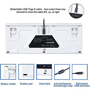 HUO JI 60% Mechanical Gaming Keyboard, E-Yooso Z-88 with Red Switches, Rainbow LED Backlit, Compact 81 Keys Hot Swappable, Silver and White