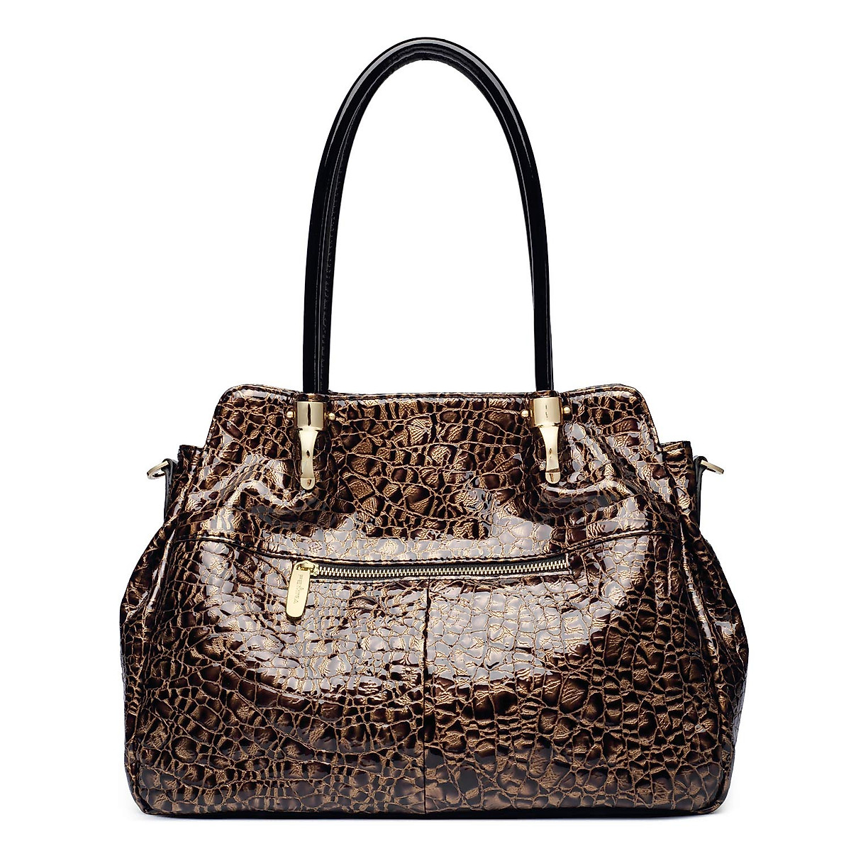 FEIMINA Genuine Leather Tote Bag, Leather Purse for Woman, Top Handle CrossBody Bag Patent Leather Shoulder Bag with Strap