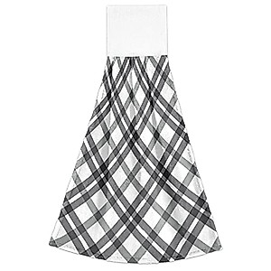 Giwawa Black and White Plaid Kitchen Hand Towel Set of 2, Absorbent Checked Dish Towels Soft Fast Drying Check Plaids Hanging Tie Towel Check Towel for Bathroom Farmhouse Home Decoration 12x17in